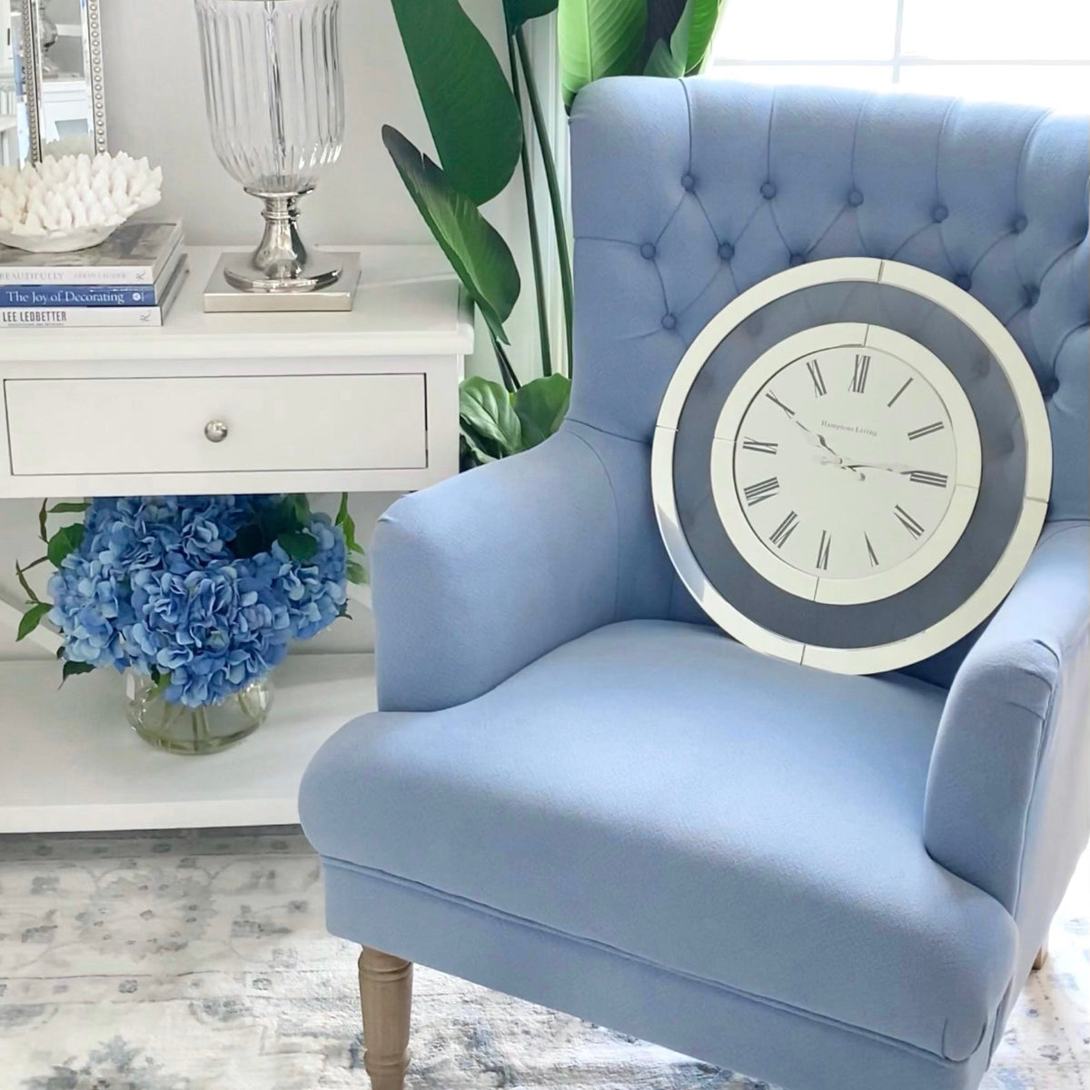 Hamptons Living Mirrored Wall Clock – LUXE FURNITURE & HOMEWARES