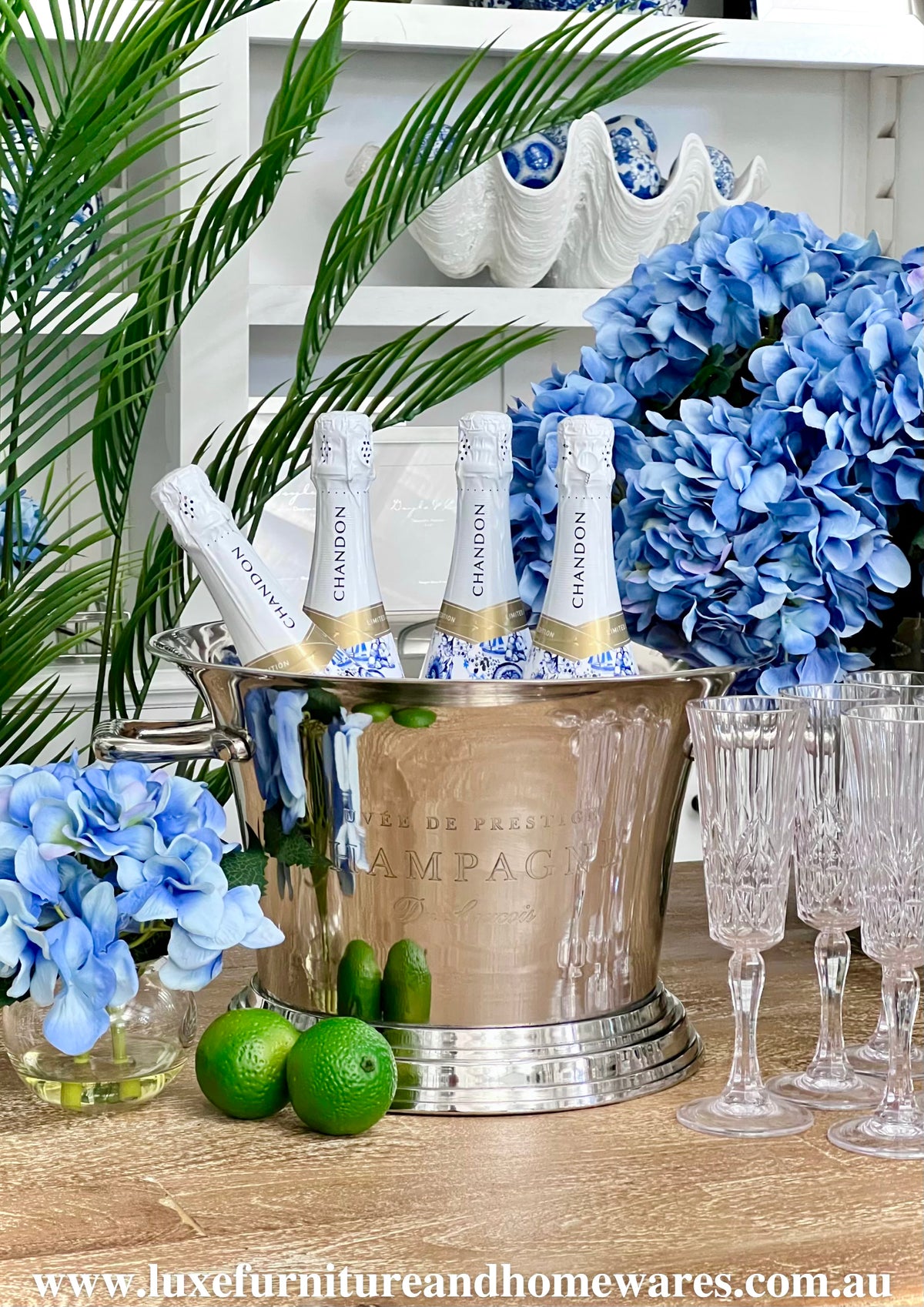 Prestige Champagne Bucket in Silver Nickel – LUXE FURNITURE & HOMEWARES